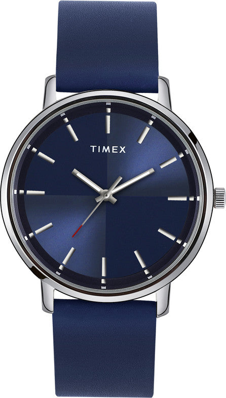 Timex Classics TW0TG8017 Men’s Analog Watch – Blue Round Dial, Blue Le ...